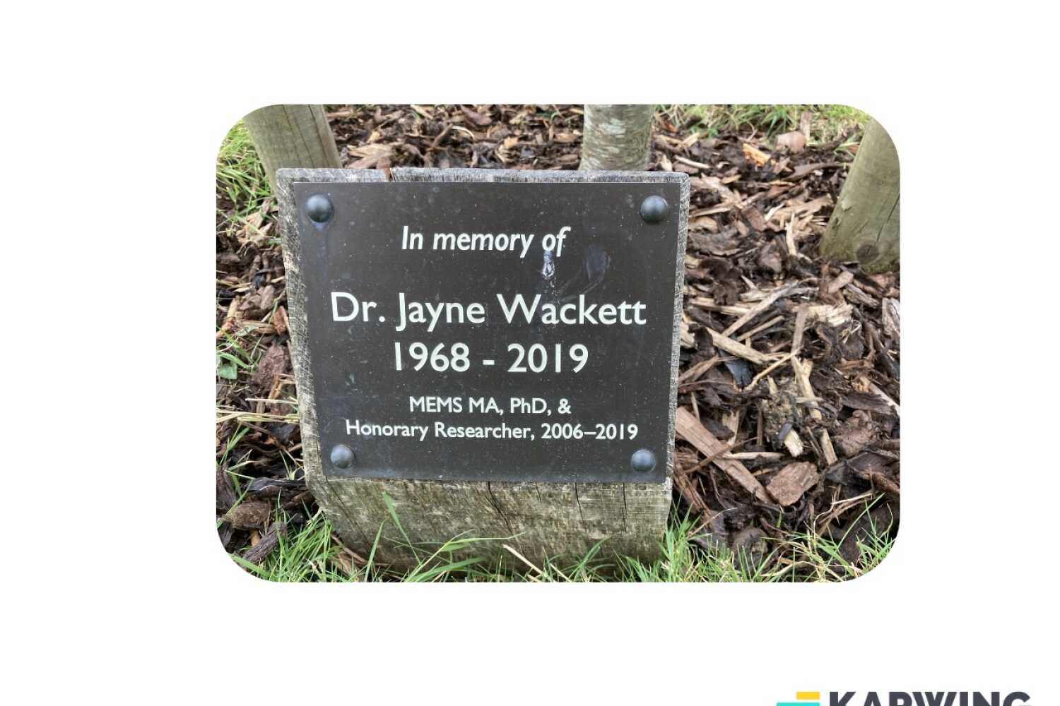 Memorial Plaque for Jayne Wackett - Kent Alumni - University of Kent